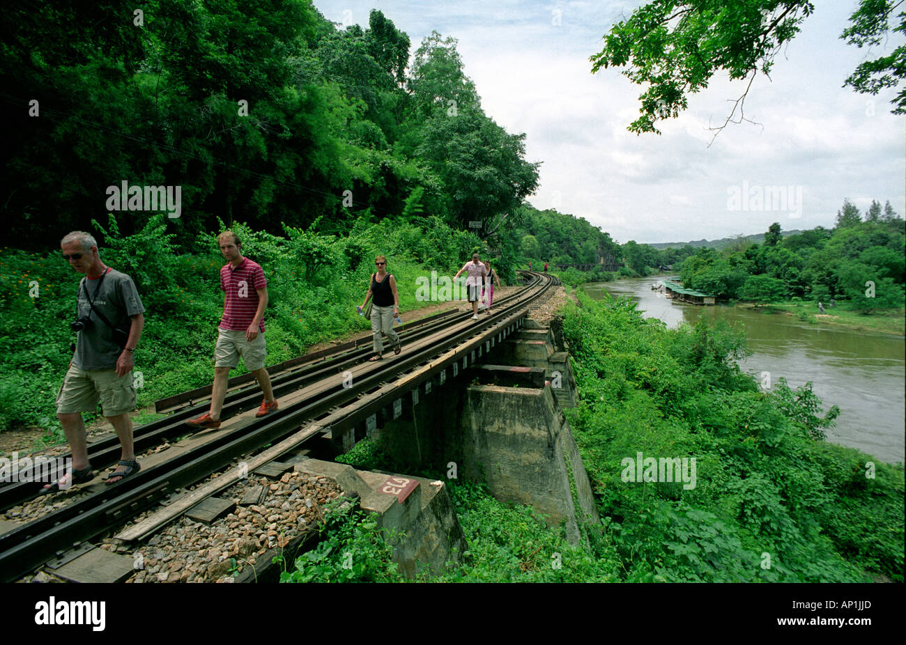 THAILAND THE RAILWAY LINE ON THE KWAI RIVER AT KRASAE CAVE NORTH OF ...