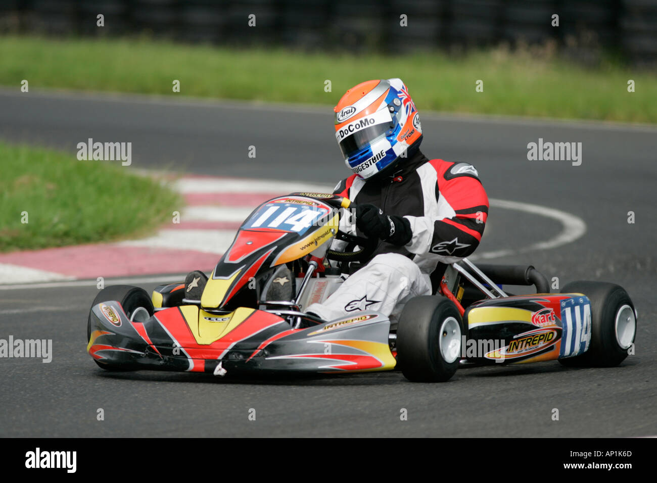 Richard Lyons racing an Intrepid kart at Nutts Corner Circuit Northern ...