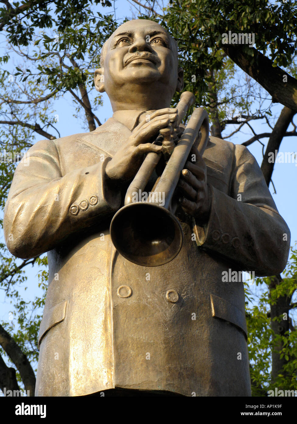 Statue of trumpet player W C Handy in Handy Park Beale Street Memphis ...