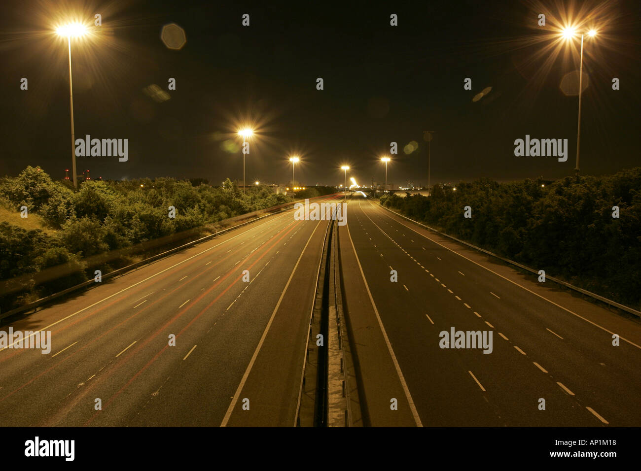 M2 motorway Belfast with traffic light trails at night Stock Photo - Alamy