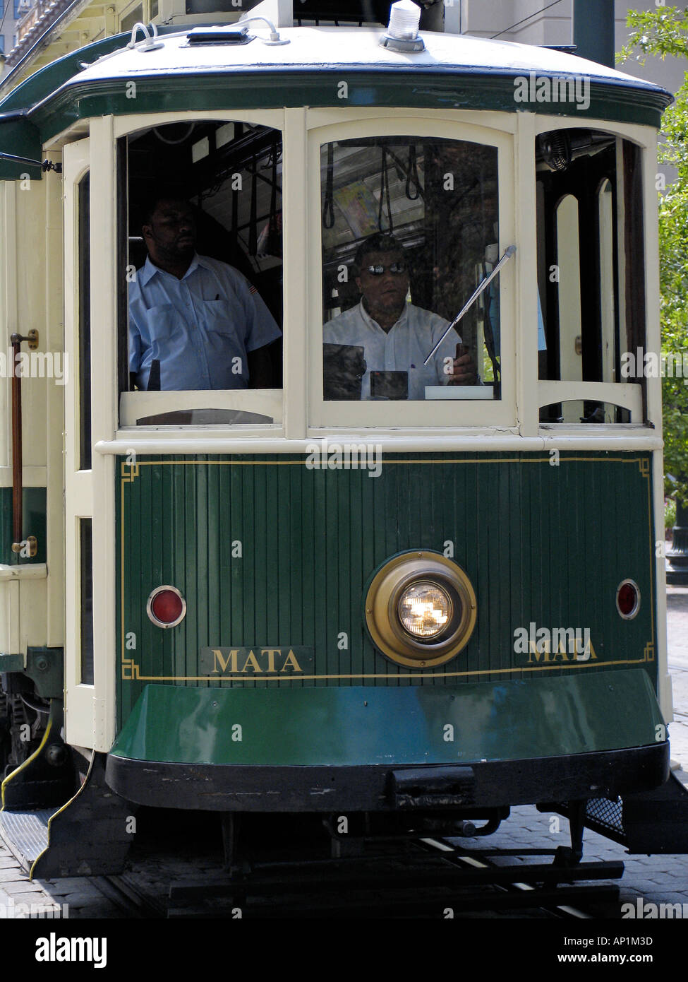 Green trolley on Main Street Memphis USA Stock Photo - Alamy