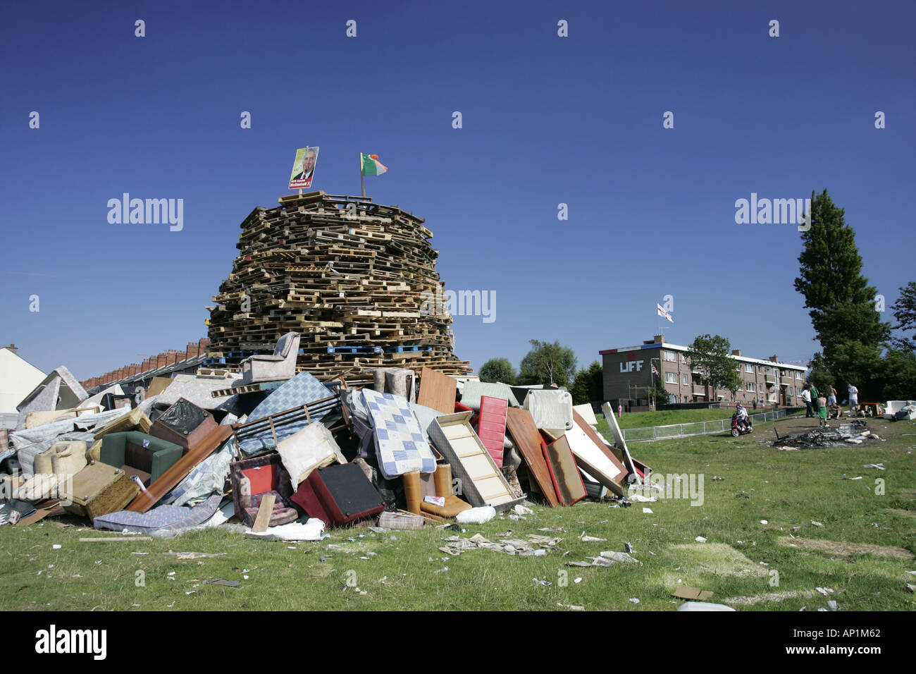 loyalist 11th night bonfire built on annadale embankment in belfast ...