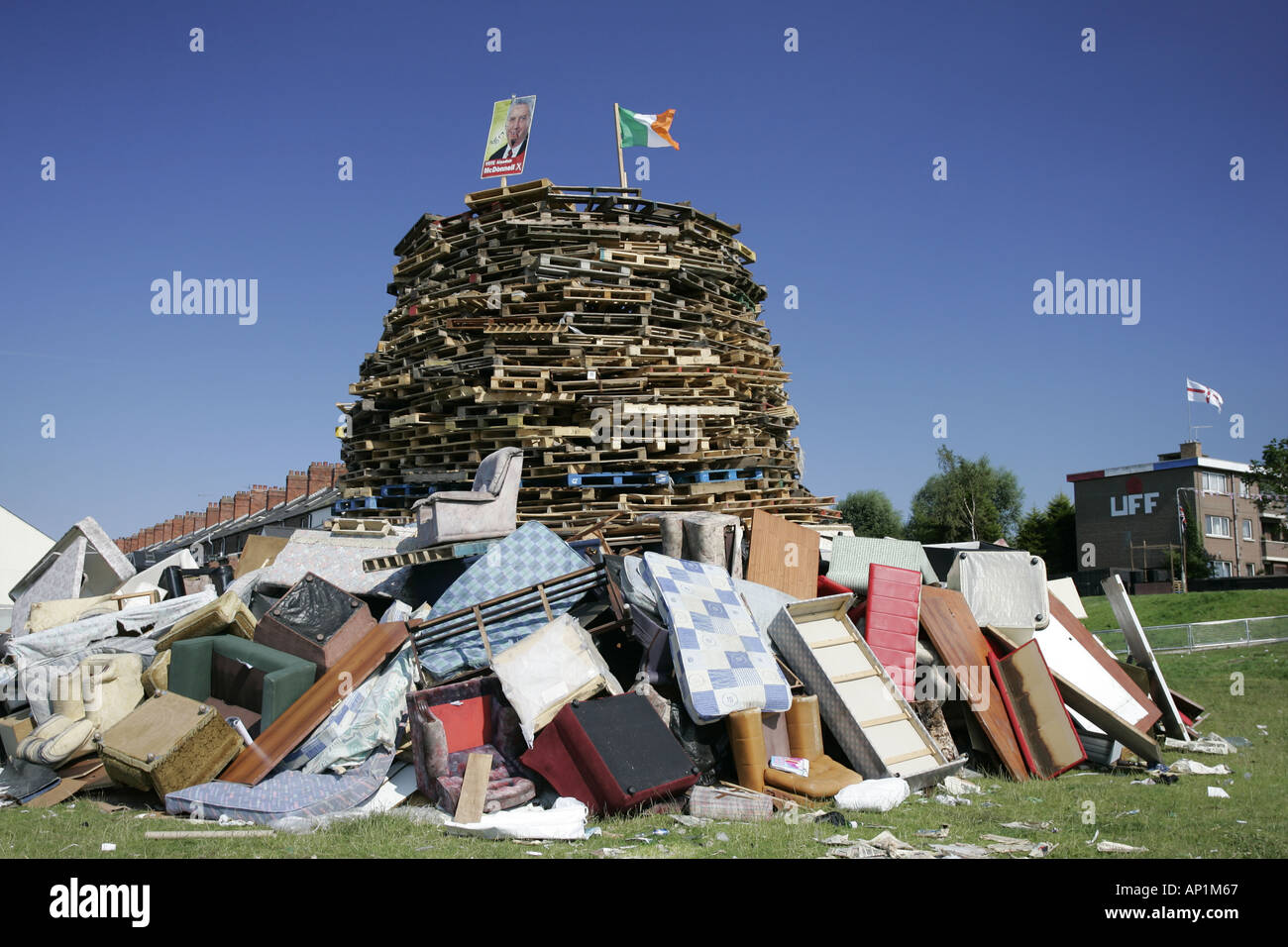 loyalist 11th night bonfire built on annadale embankment in belfast ...
