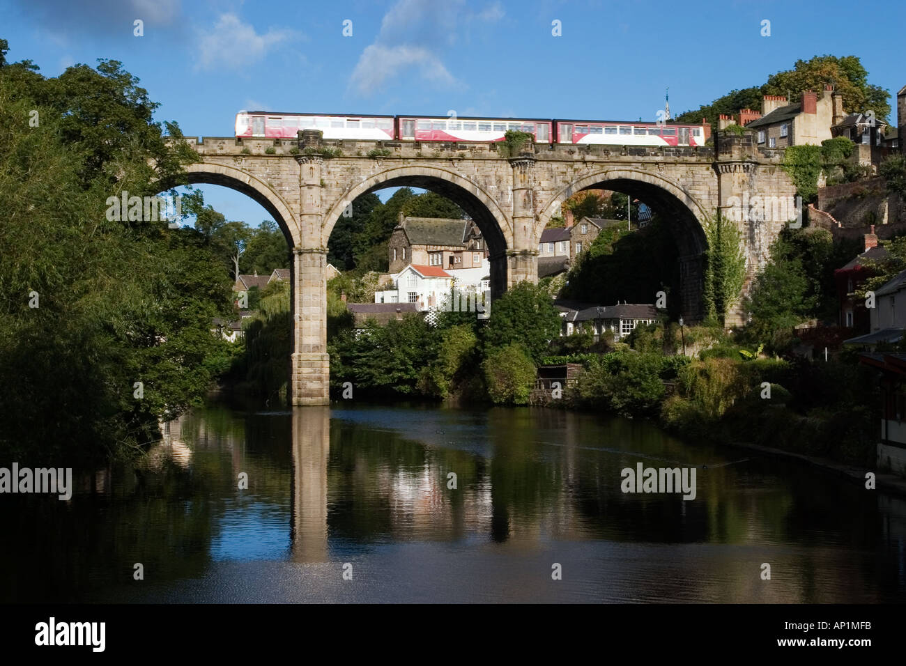 A Northern Rail Train crosses The Railway Viaduct over The River Nidd ...