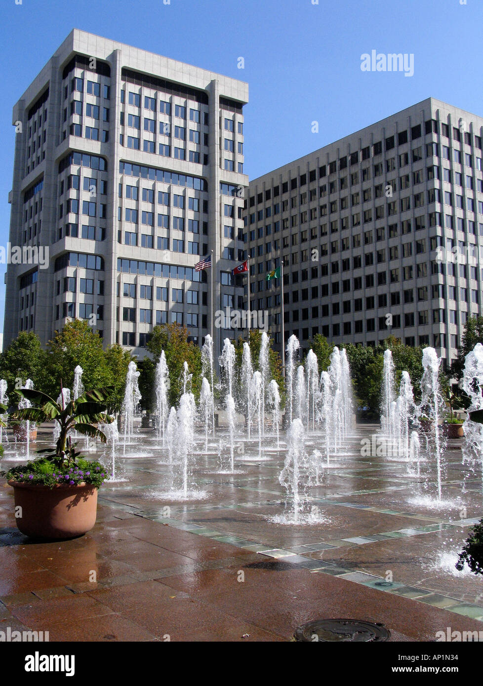 Fountains on Civic Center Plaza Main Street Memphis USA Stock Photo - Alamy