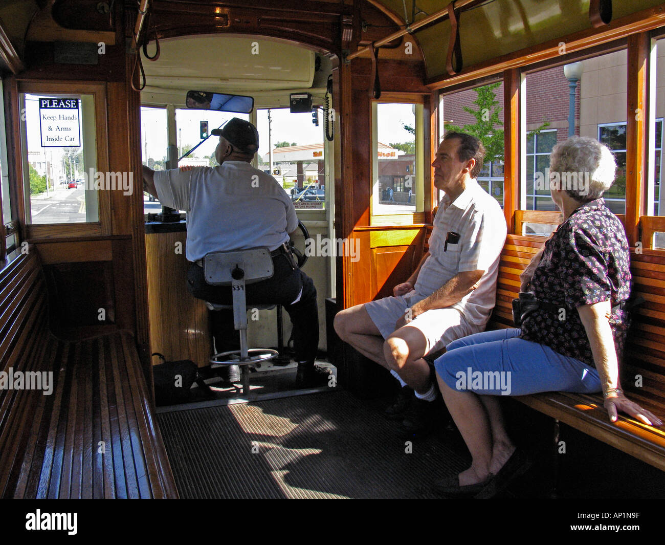 Passengers ride trolley Main Street Memphis USA Stock Photo - Alamy