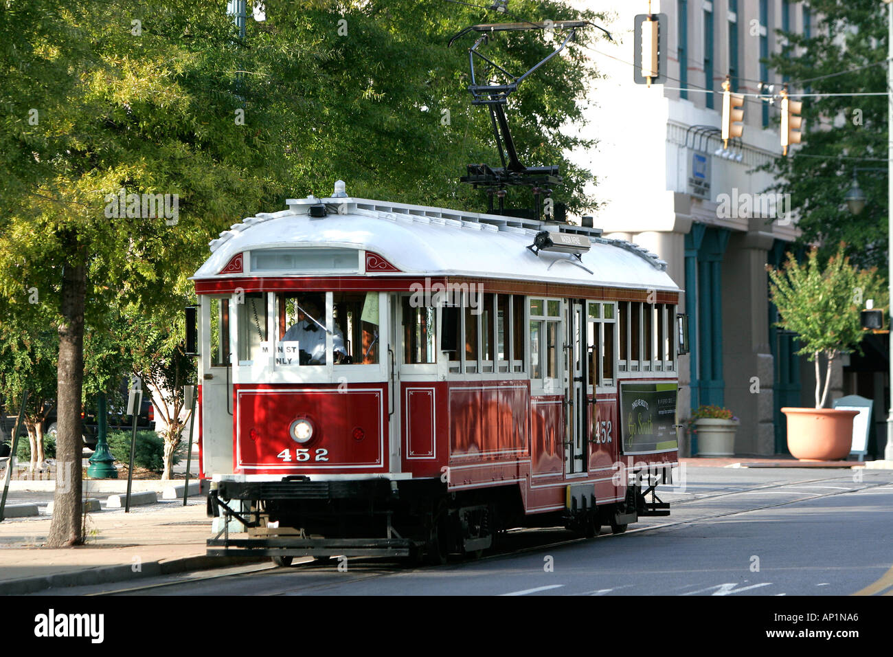 Red trolley on Main Street Memphis USA Stock Photo - Alamy