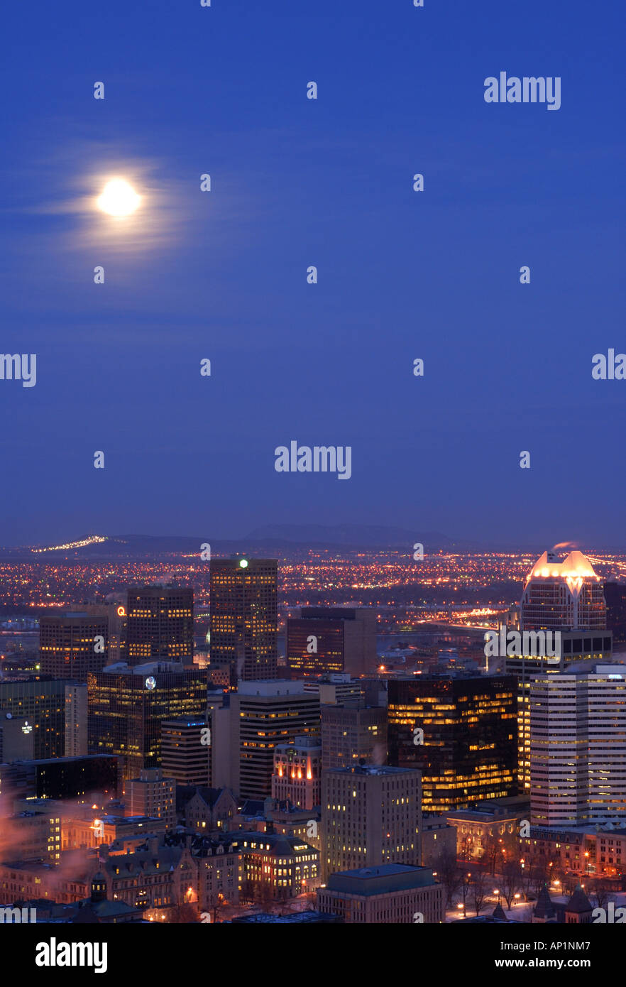 Moon over Downtown Montreal, Quebec, Canada Stock Photo - Alamy