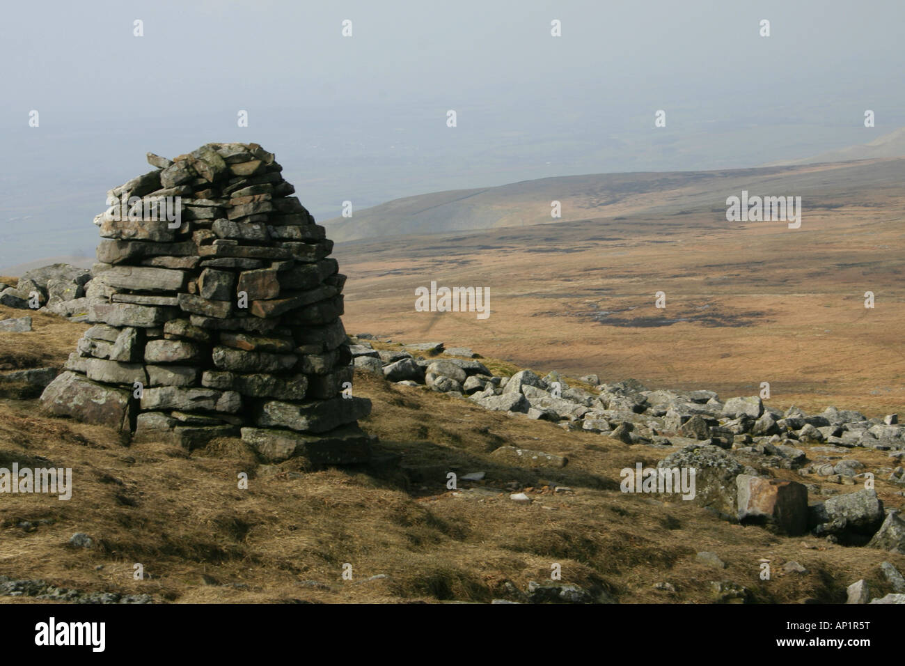 A stone currick on Cross Fell above The Screes, North Pennines, Cumbria ...