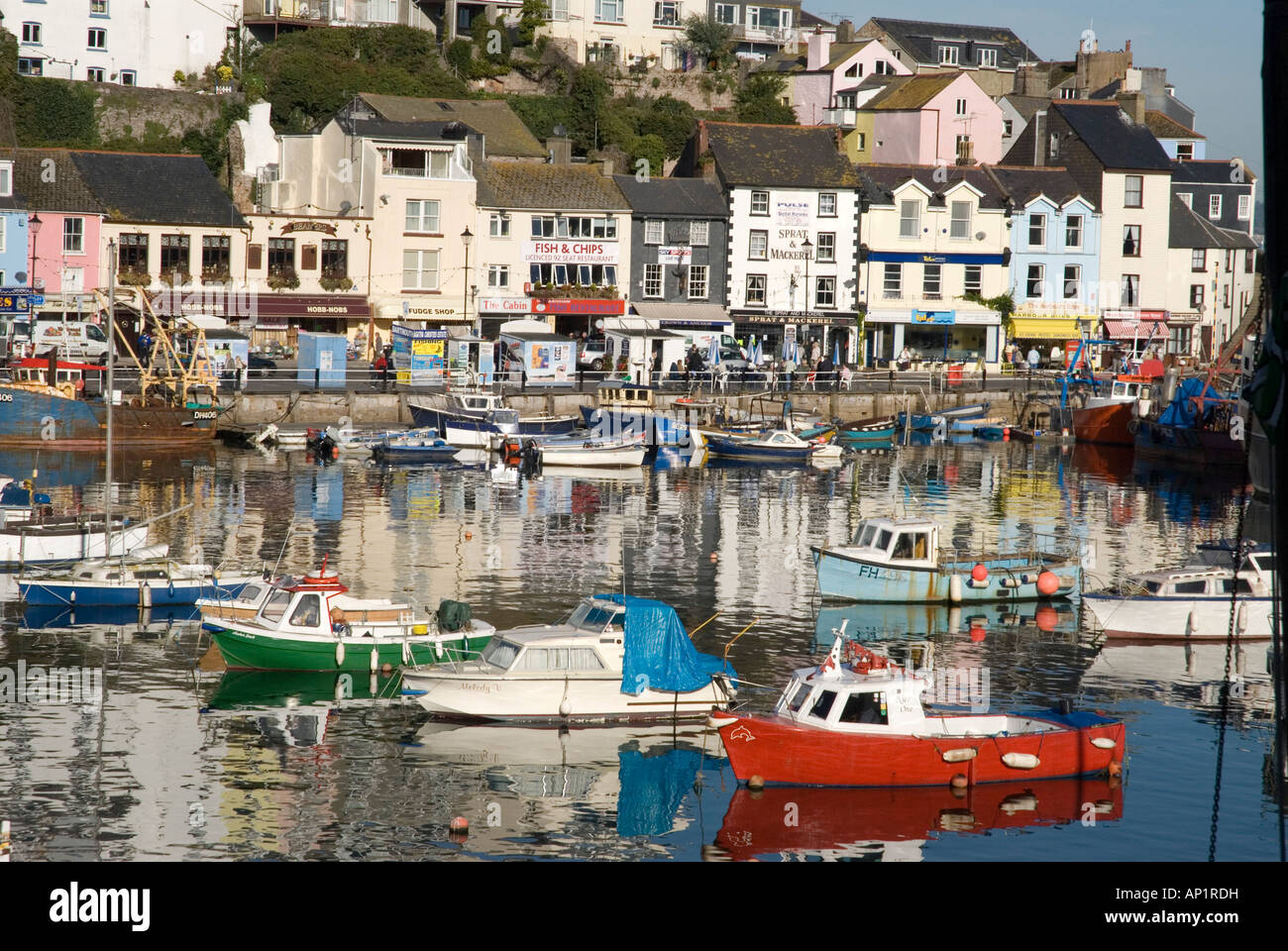 Harbour scene with colourful boats Stock Photo - Alamy