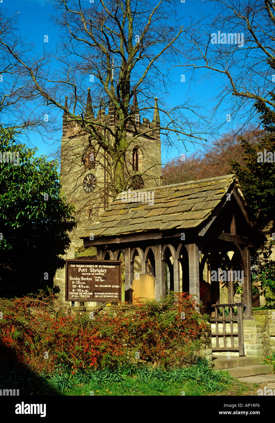 UK Cheshire Pott Shrigley St Christophers Church Stock Photo - Alamy