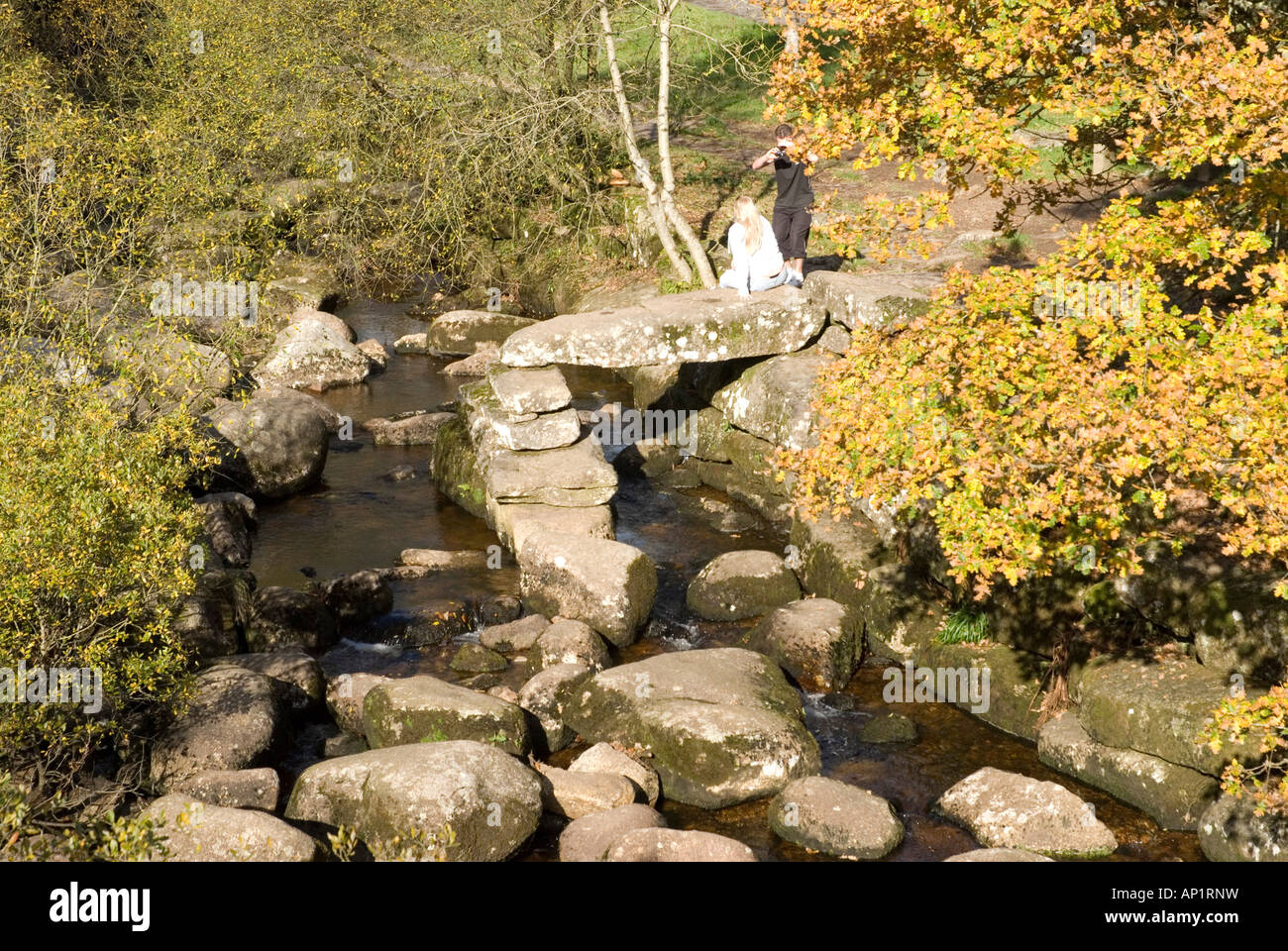 Clapper Bridge over River, Dartmoor Stock Photo - Alamy