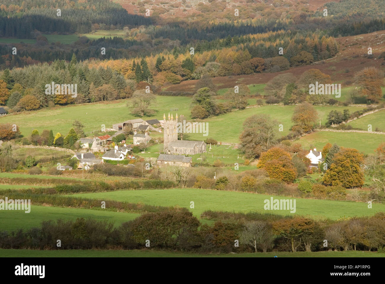 Small village with countryside and moorland Stock Photo - Alamy