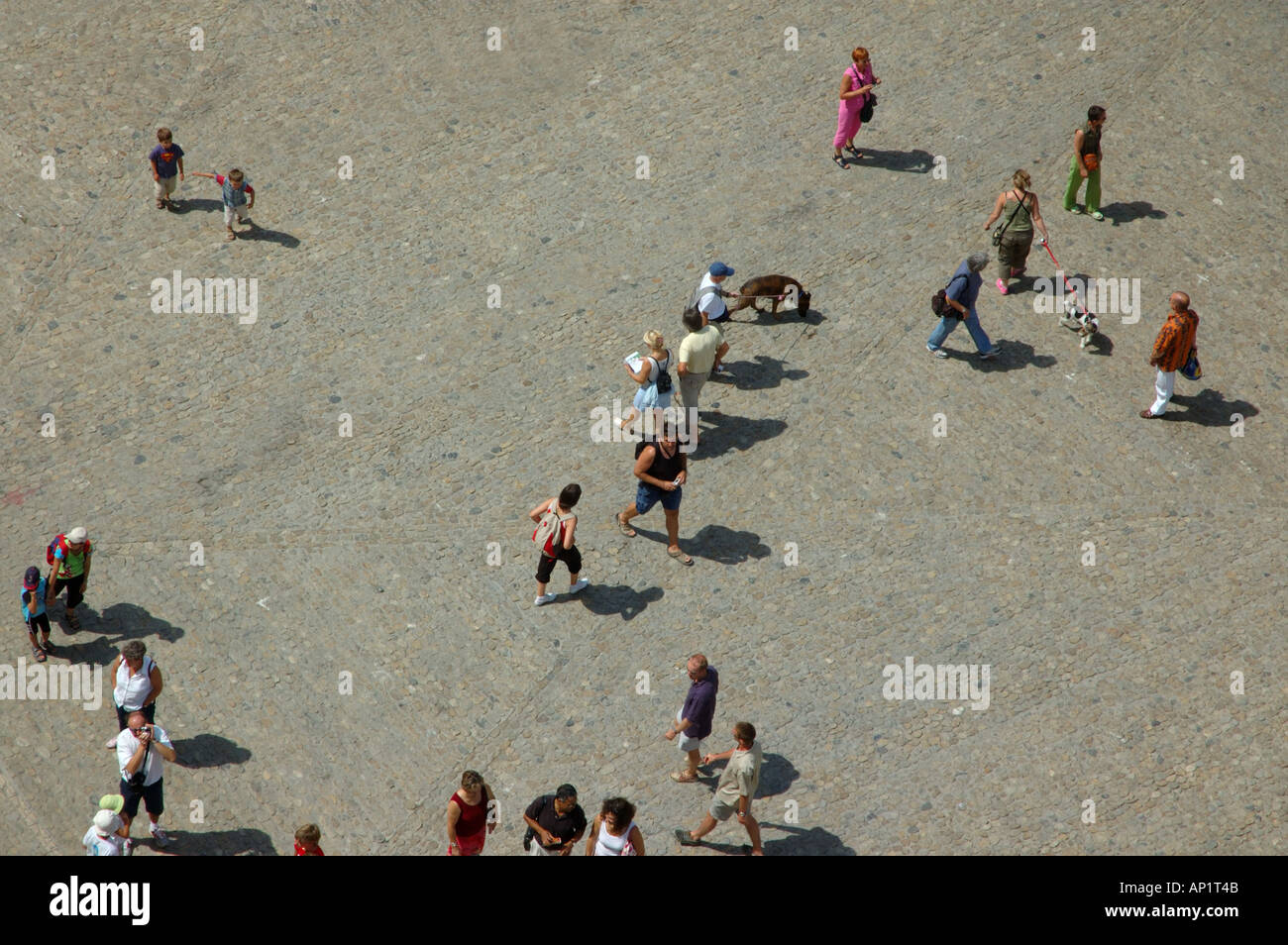 People in a town square from a high viewpoint Stock Photo - Alamy