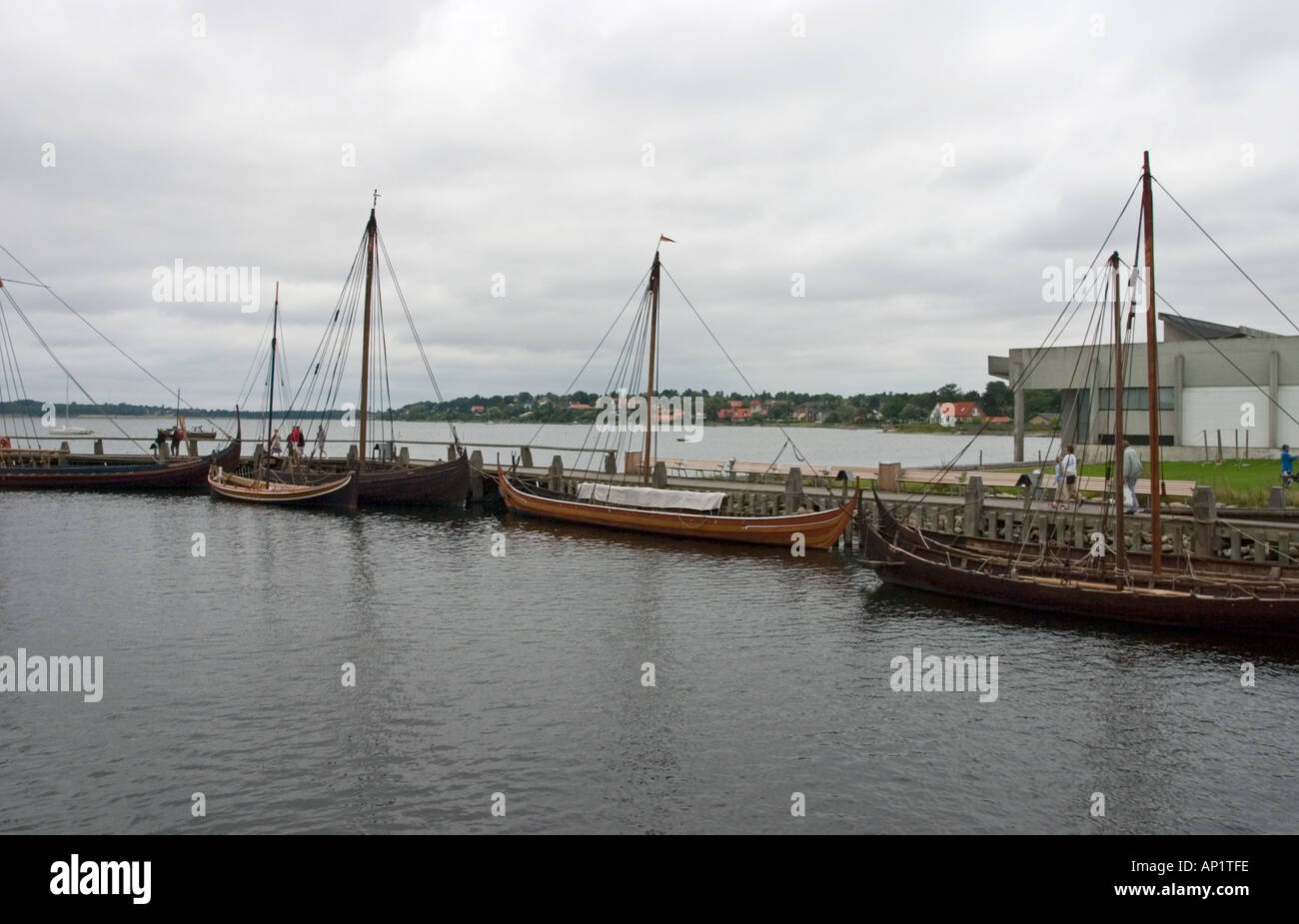 Reconstructed ships in harbor of Viking Ship Museum Roskilde Denmark ...