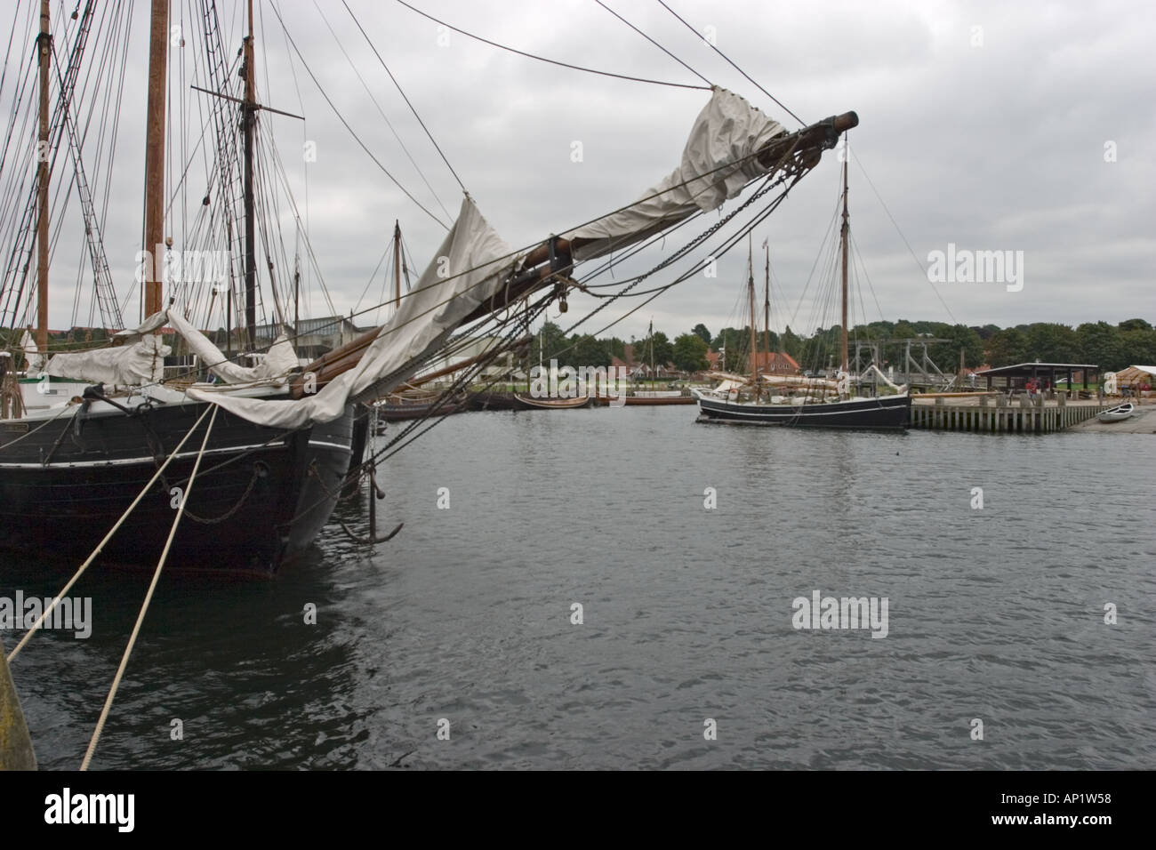 Reconstructed ships in harbor of Viking Ship Museum Roskilde Denmark ...