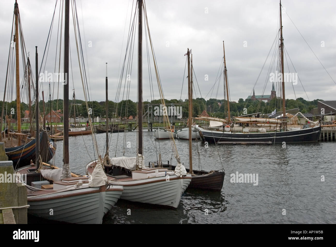 Reconstructed ships in harbor of Viking Ship Museum Roskilde Denmark ...