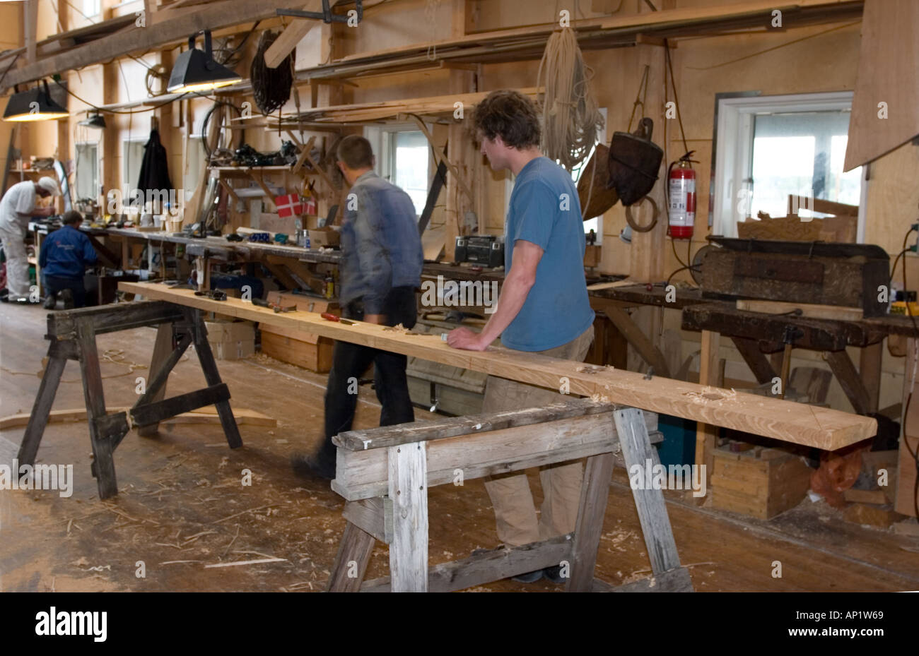 Workers in Viking Ship Museum Boatyard Roskilde Denmark Stock Photo - Alamy