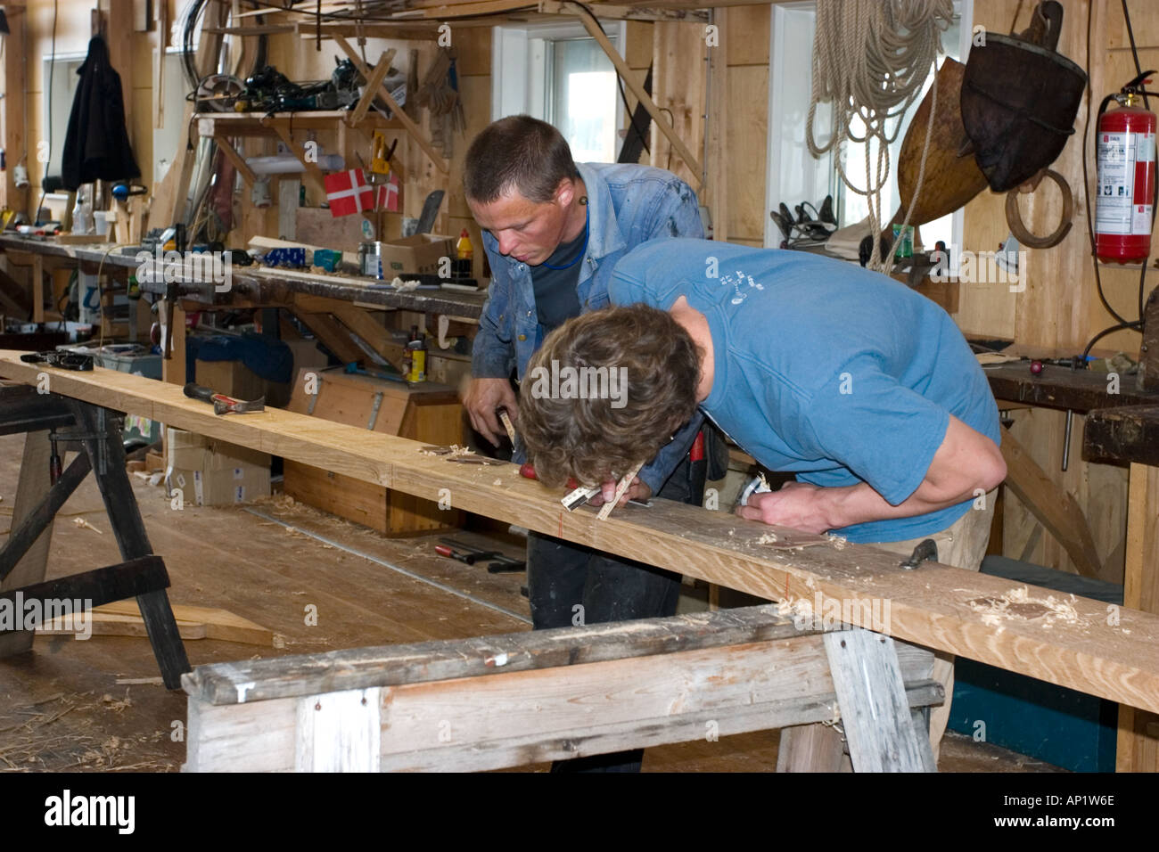 Workers in Viking Ship Museum Boatyard Roskilde Denmark Stock Photo - Alamy