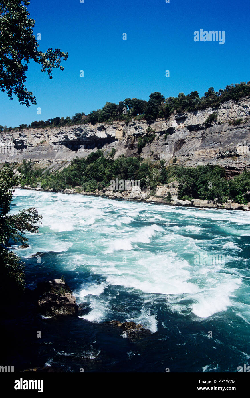 White water rapids, Niagara River, downstream from Niagara Falls ...