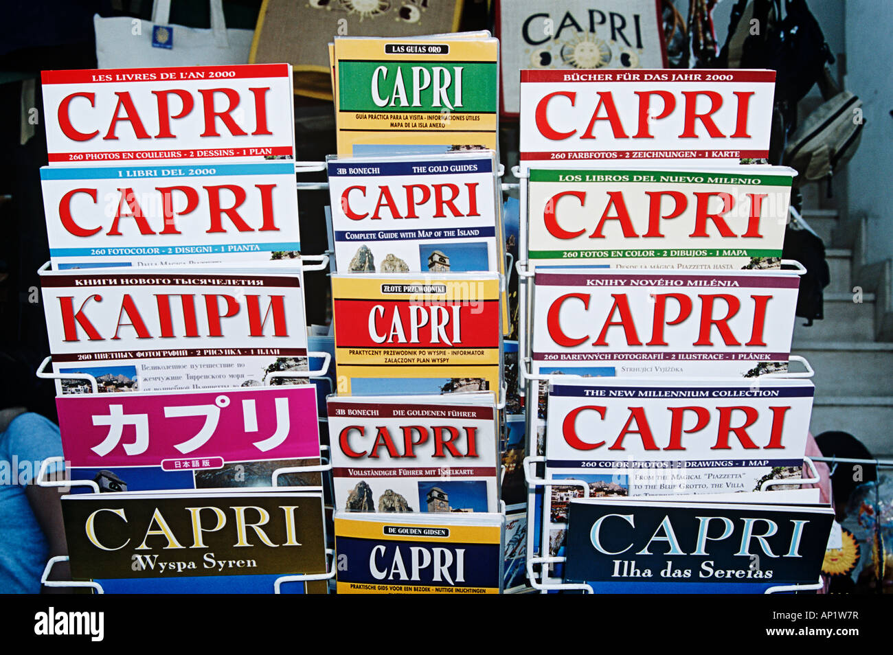 Capri, Italy, guide books for sale outside shop, Capri, Italy Stock ...