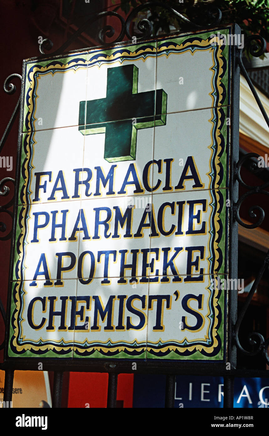 Sign outside the Pharmacy, Marina Grande, Capri, Italy Stock Photo - Alamy