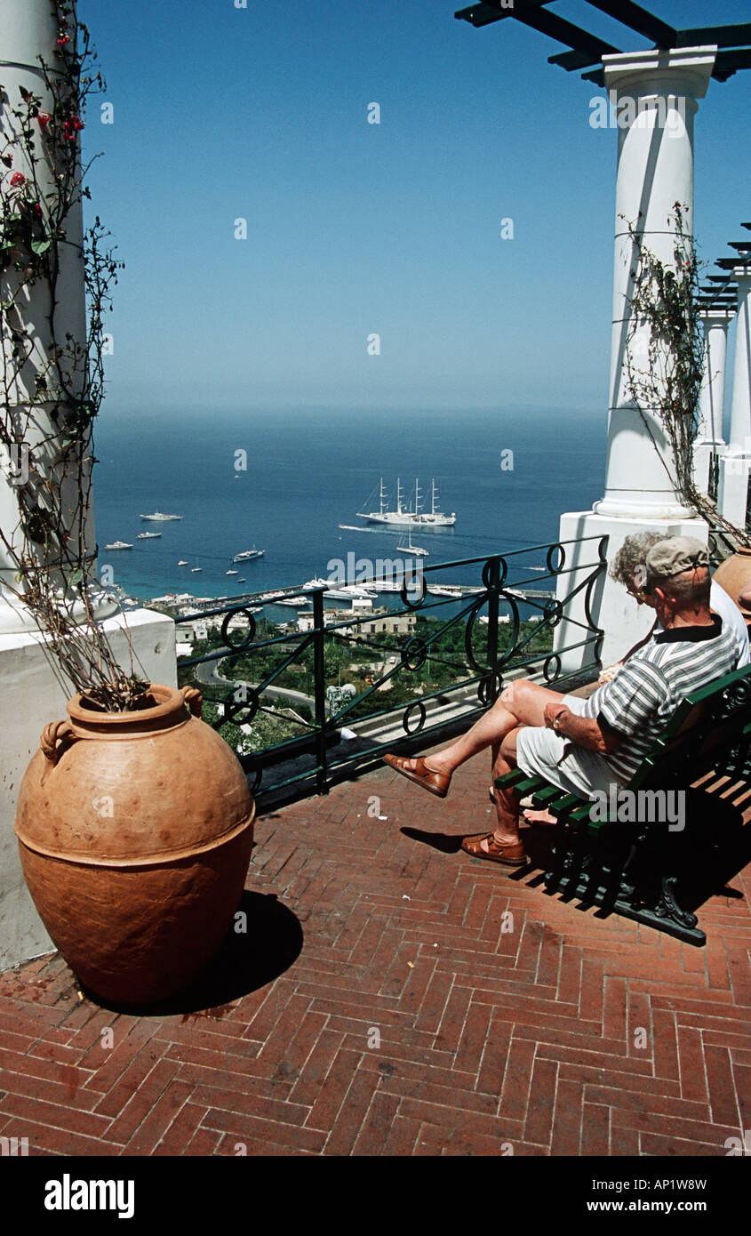 Overlooking the harbour at Marina Grande, from a balcony, Capri, Italy ...