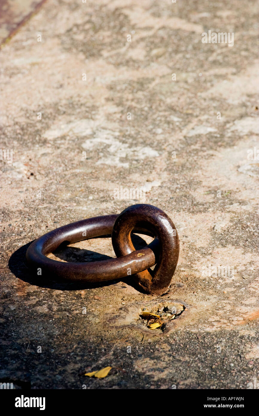 Rusty old morring ring in a harbour Stock Photo - Alamy