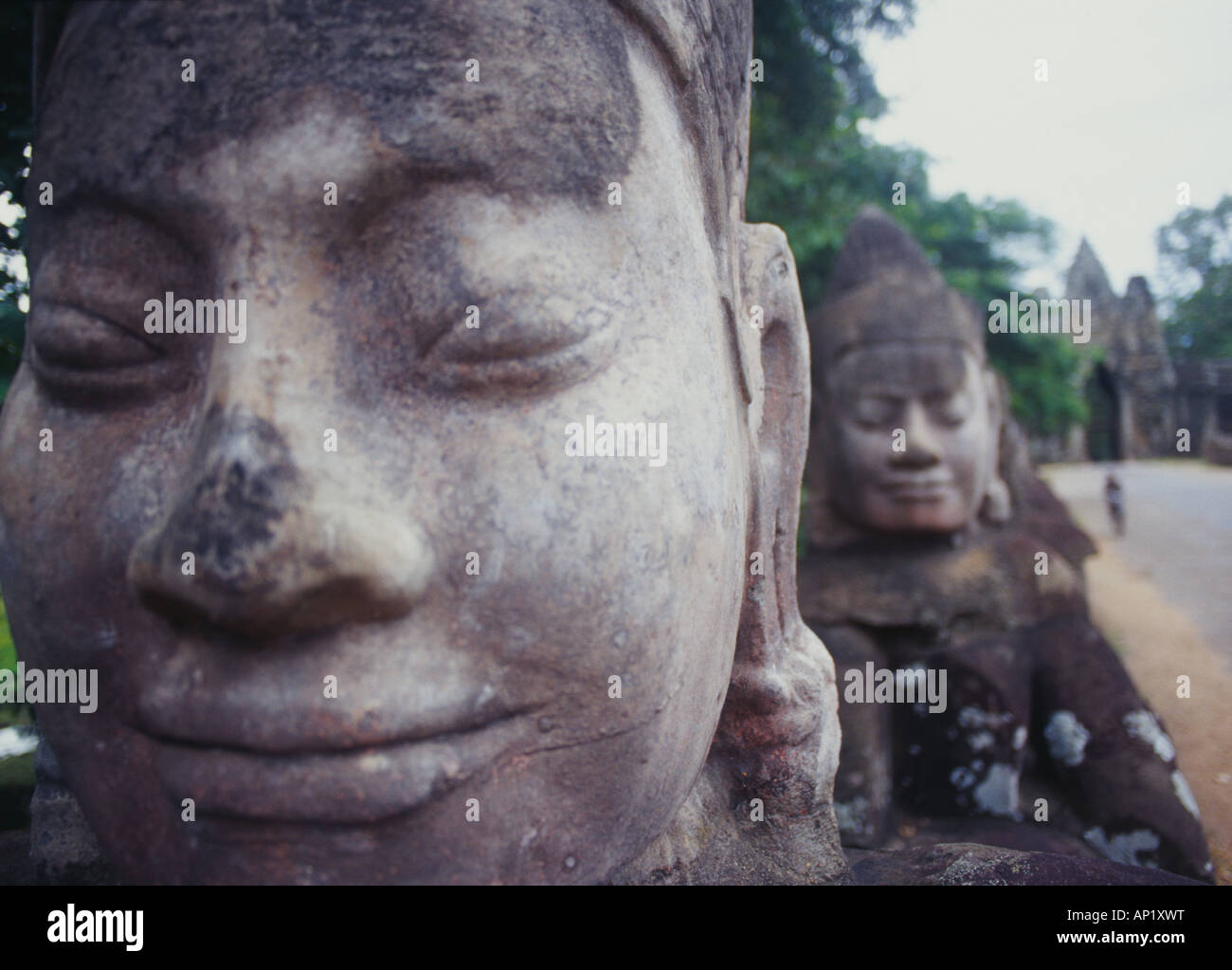 row of head statues, Angkor Wat, Cambodia Stock Photo - Alamy