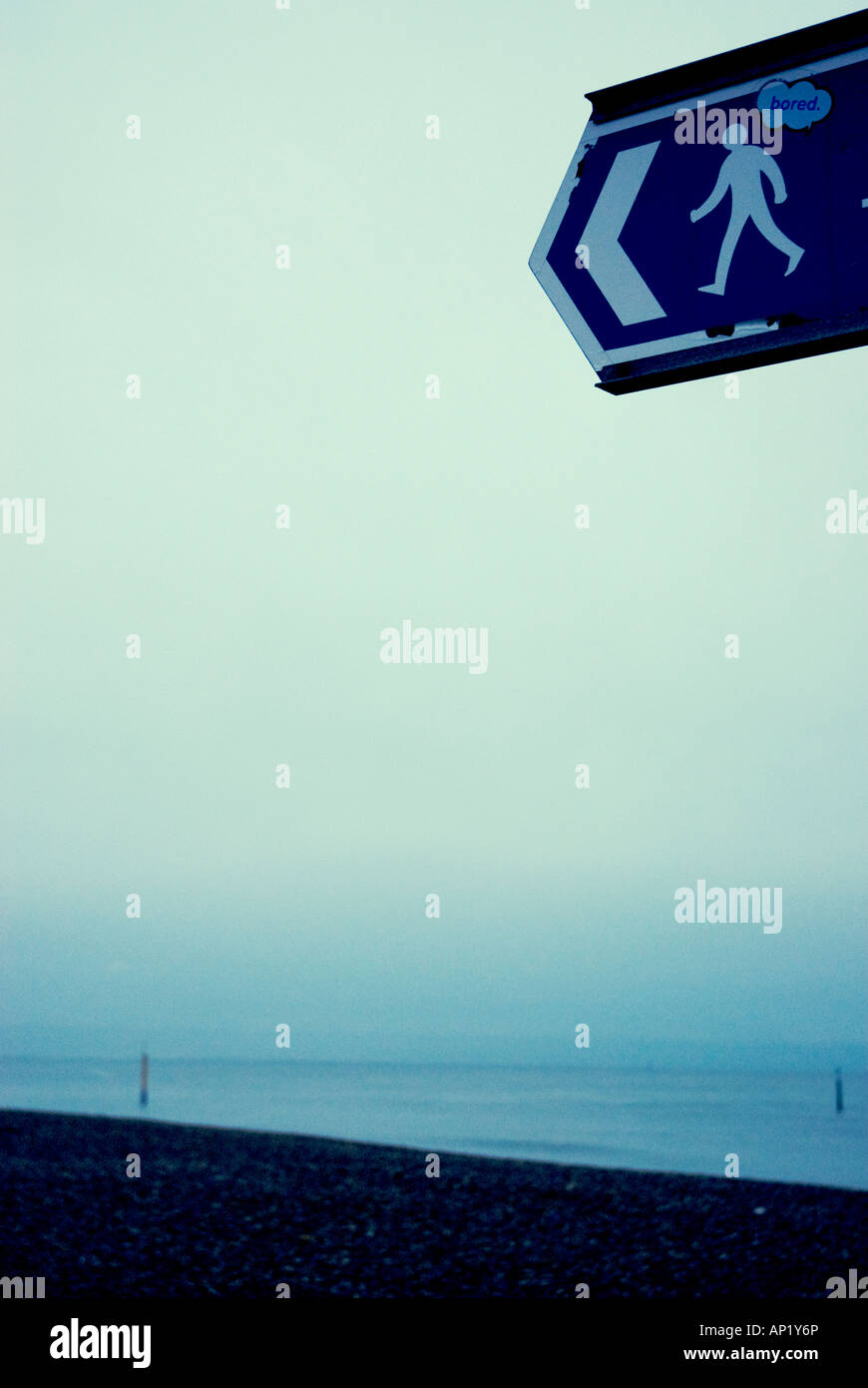 Walk pedestrian sign on seafront, Southsea Stock Photo - Alamy