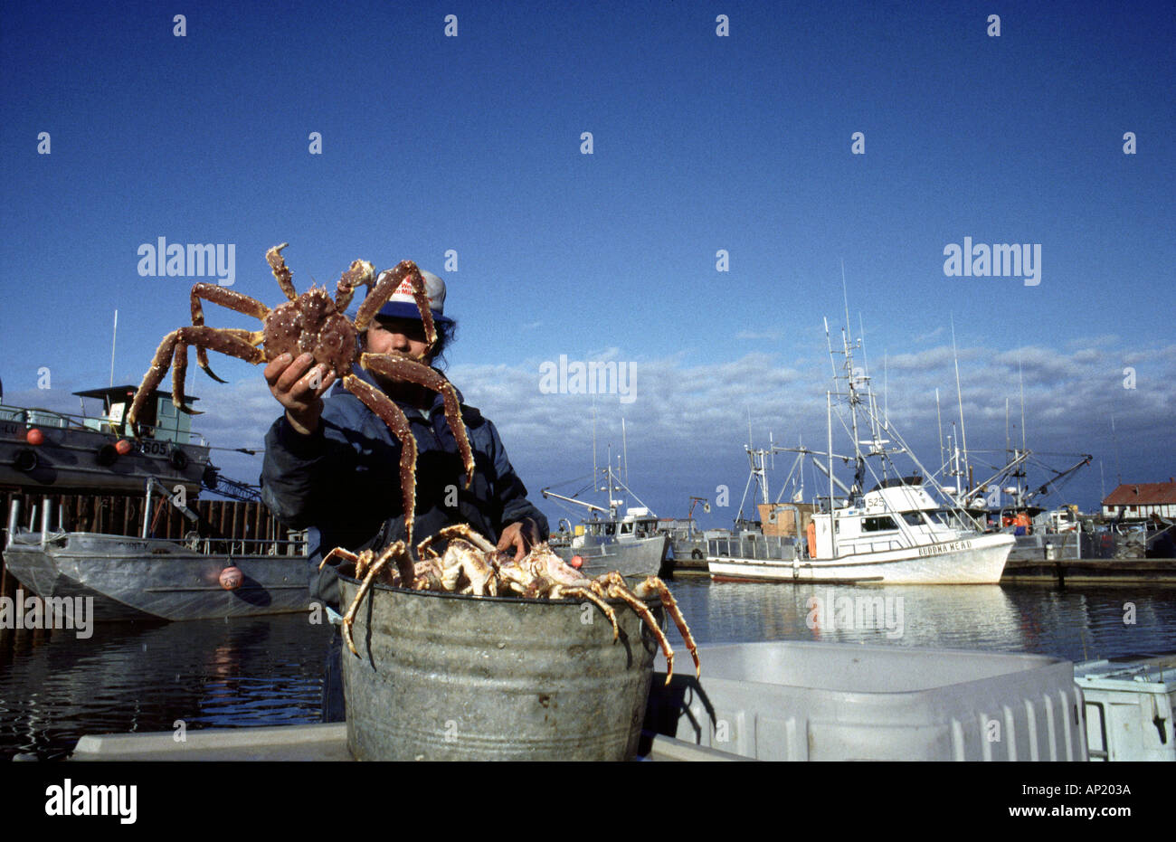 Crab Fisherman with catch Nome Alaska Stock Photo - Alamy