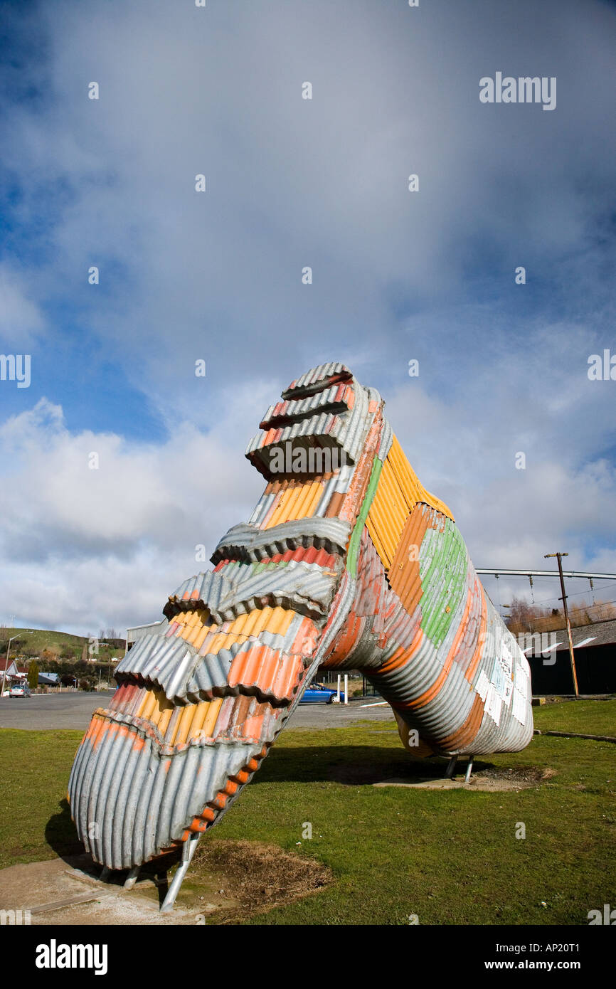 Corrugated Iron Gumboot Statue Taihape North Island New Zealand Stock ...