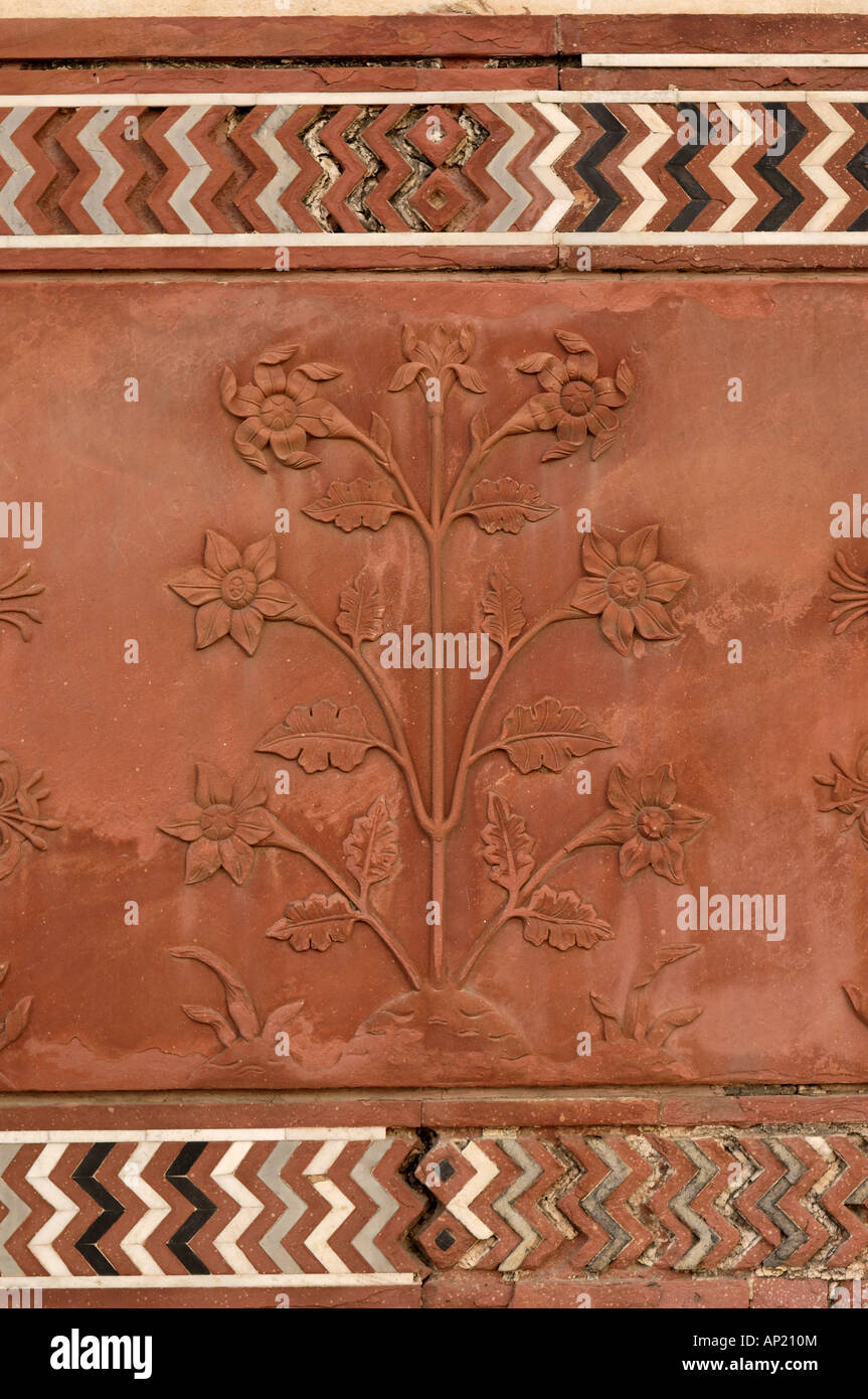 Deatil of stone work carving, The Taj Mahal Agra India Stock Photo - Alamy