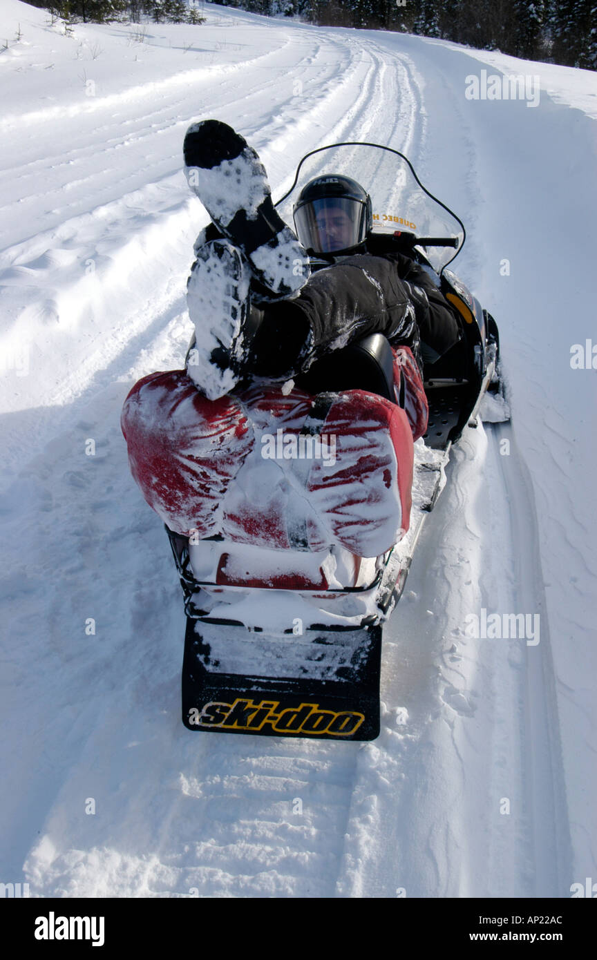 Canada Quebec snowmobiling in the Mont Valin area Stock Photo - Alamy
