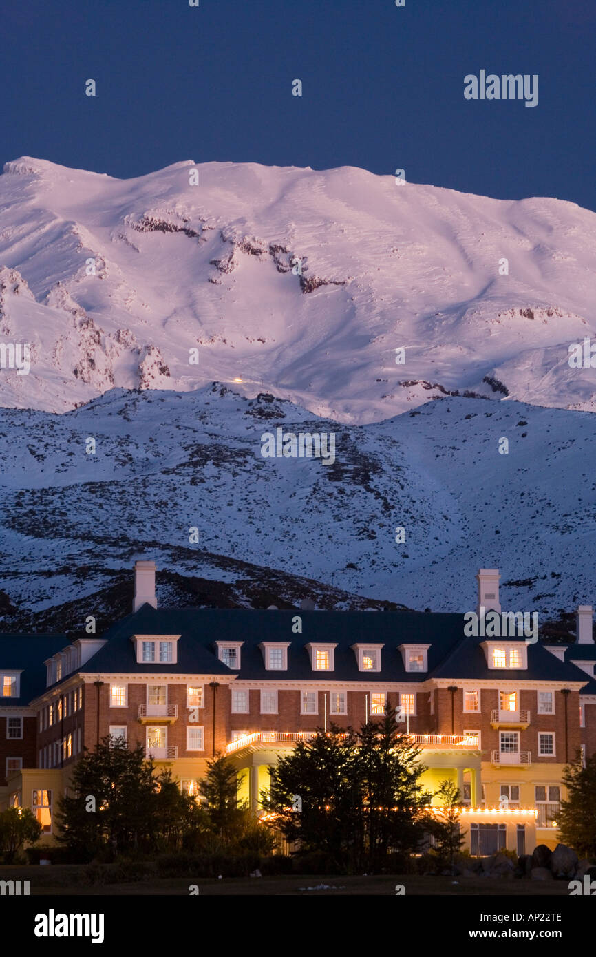 Grand Chateau and Mt Ruapehu at Dusk Central Plateau North Island New ...