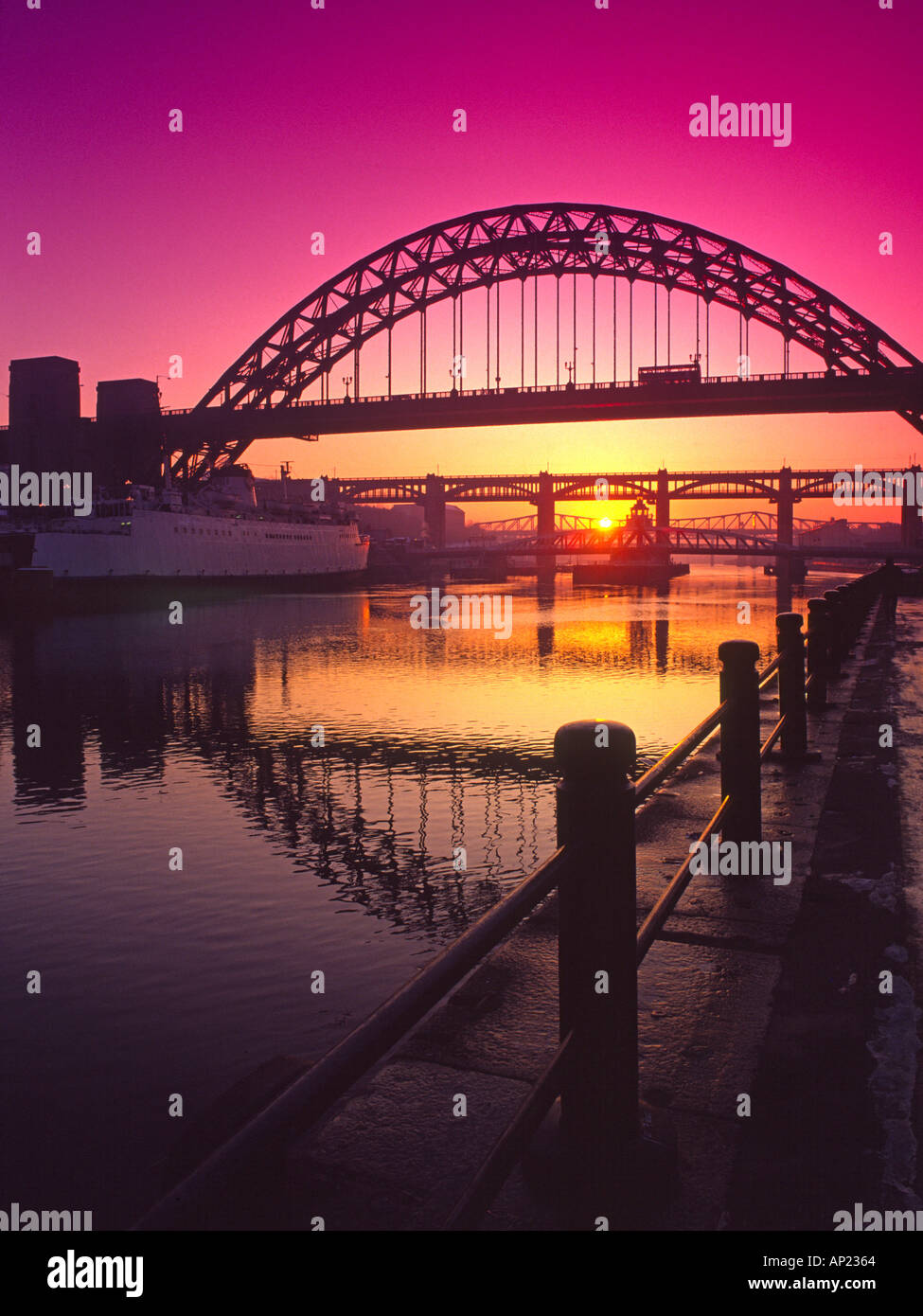 River Tyne Bridges Newcastle at sunset Stock Photo - Alamy