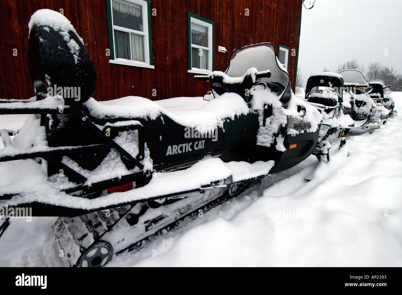 Canada Quebec snowmobiling in the Mont Valin area Stock Photo - Alamy