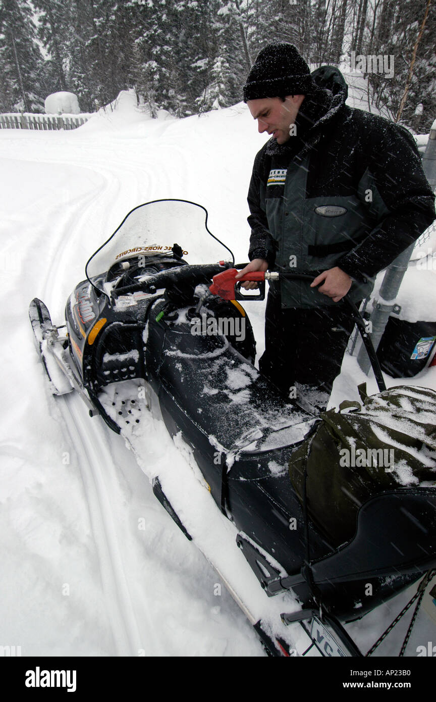 Canada Quebec snowmobiling in the Mont Valin area Stock Photo - Alamy