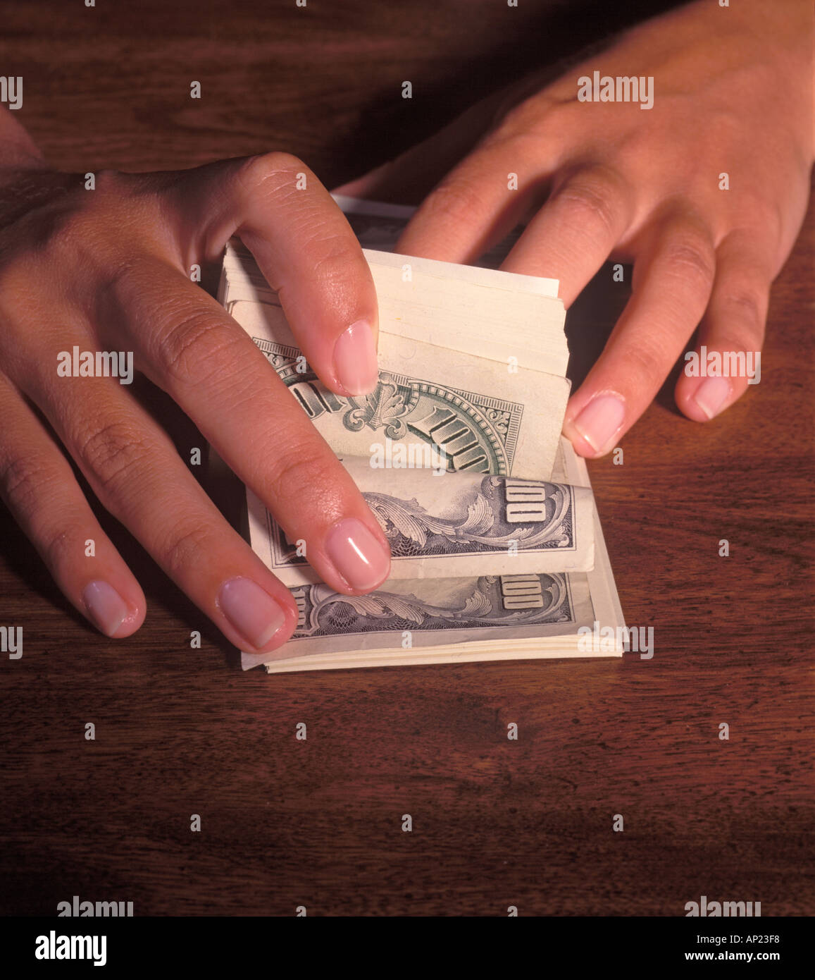 Woman sorting bills hi-res stock photography and images - Alamy