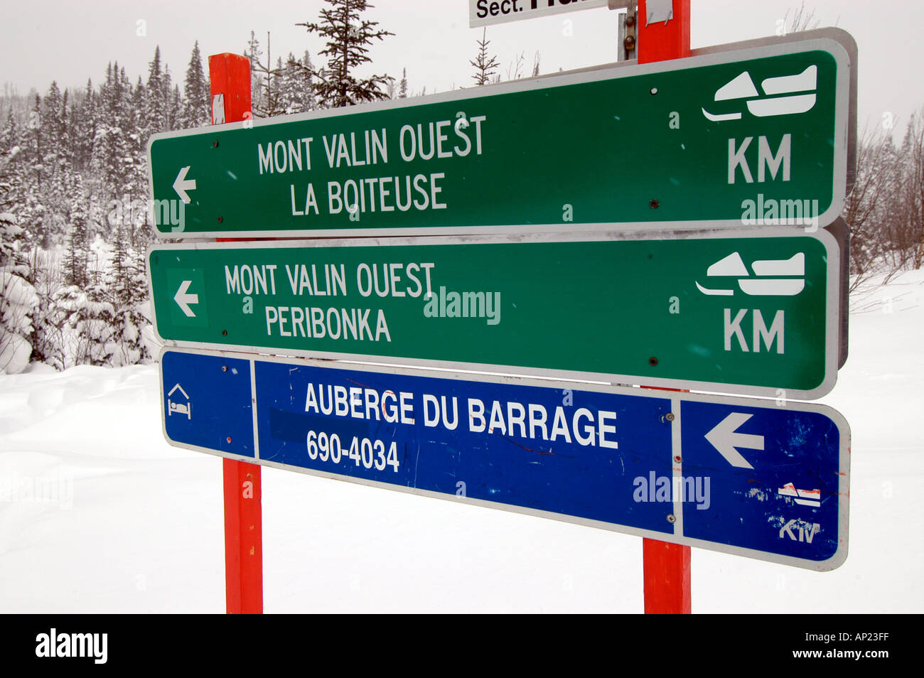 Canada Quebec Trafficsign for snowmobilers Stock Photo - Alamy