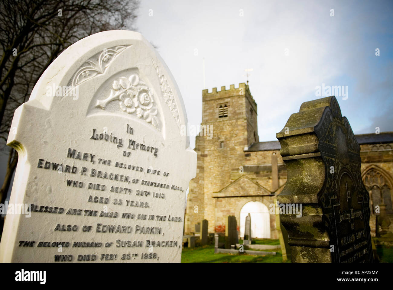 Church and gravestone Stock Photo - Alamy