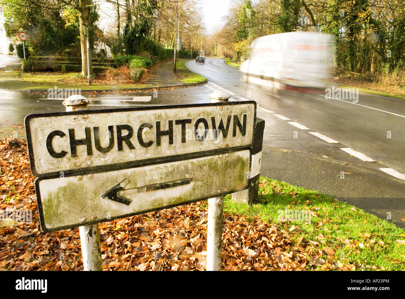 Churchtown village sign Stock Photo - Alamy