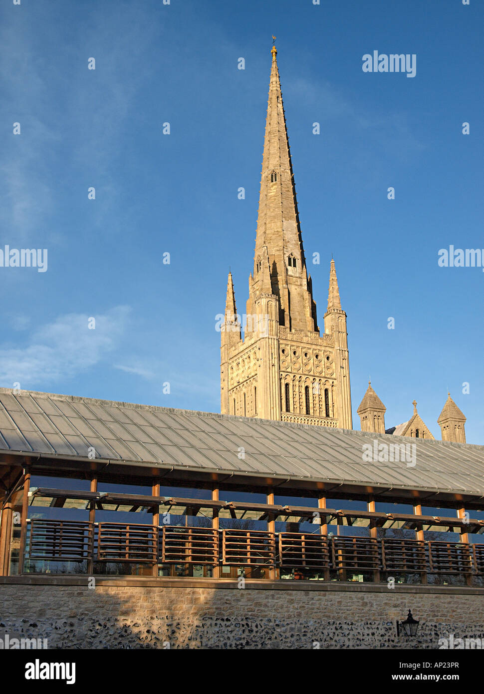 NORWICH CATHEDRAL REFECTORY BUILDING AND SPIRE, NORFOLK ENGLAND UK ...