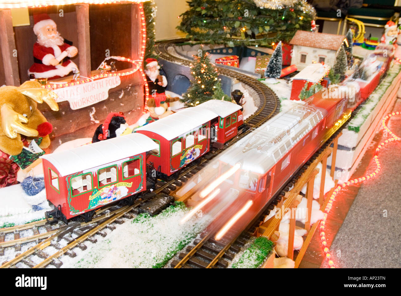 Santa's North Pole train grotto Stock Photo - Alamy