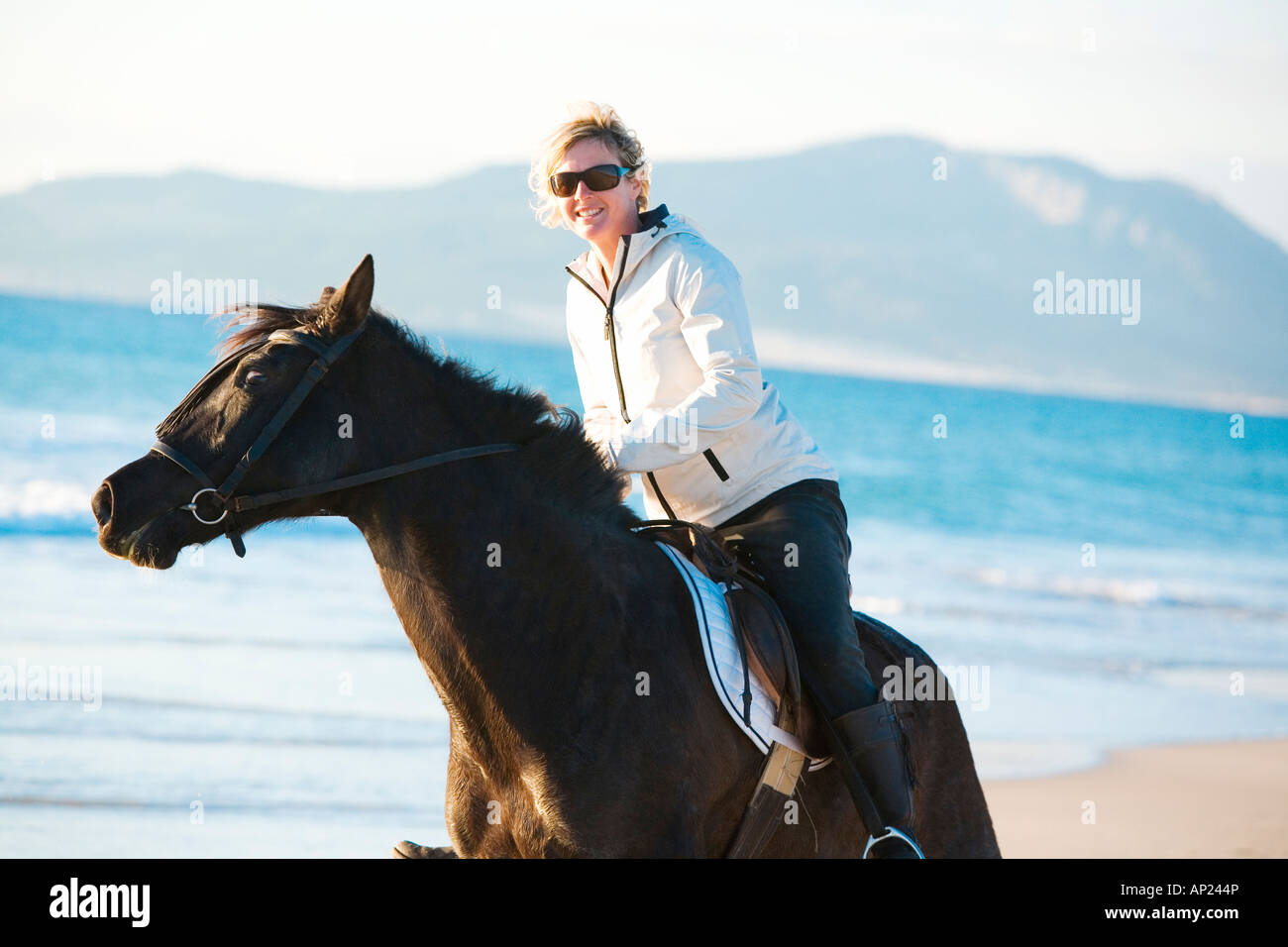 Blonde woman horse on beach hi-res stock photography and images - Alamy