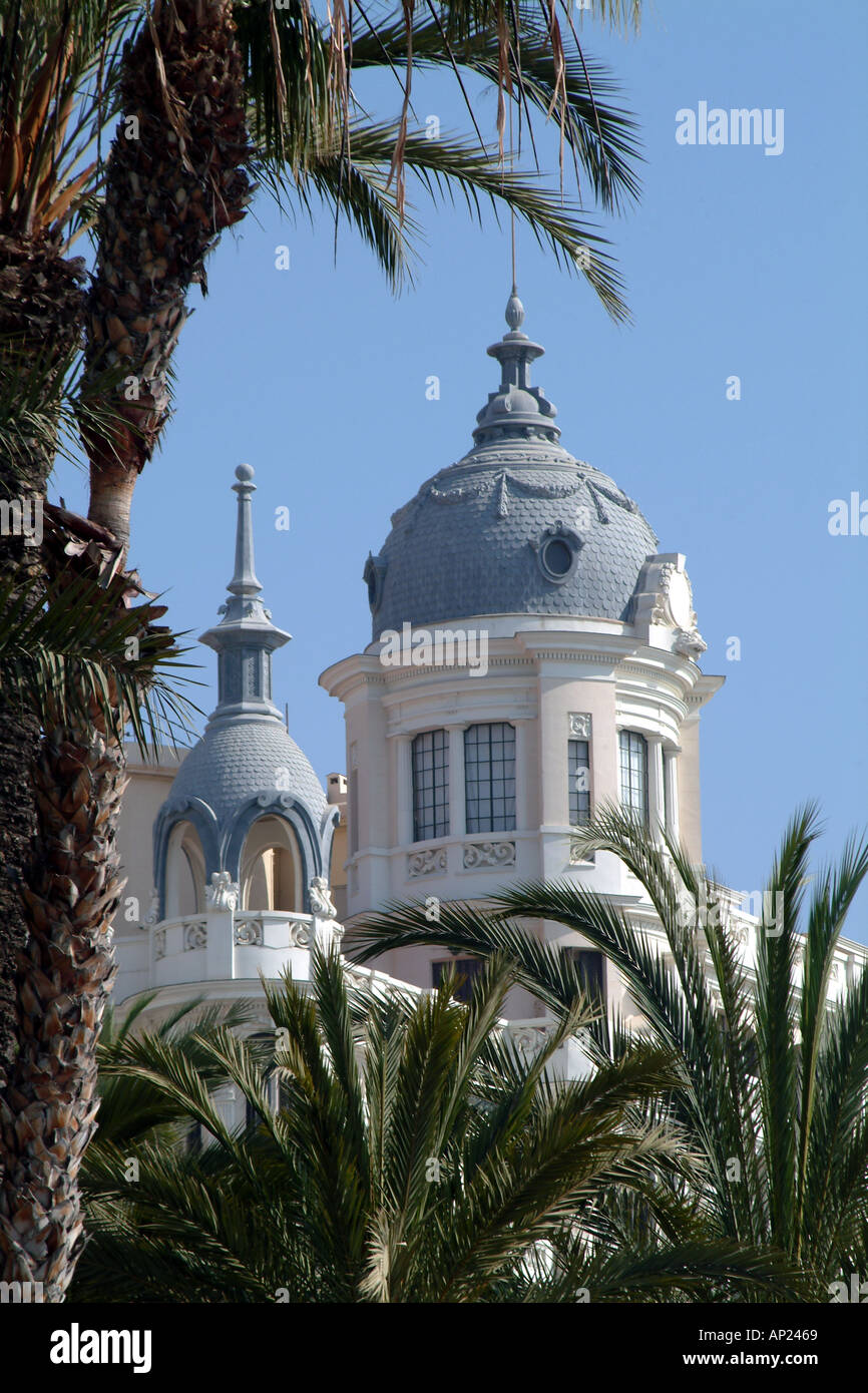 Alicante Costa Blanca Spain Palms and architecture Stock Photo - Alamy