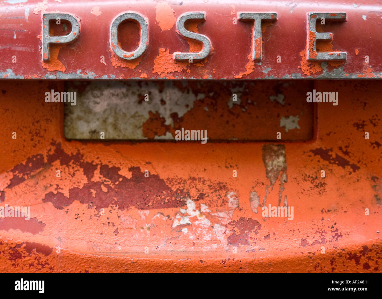 Close-up of an original red Italian postbox with Poste lettering and ...