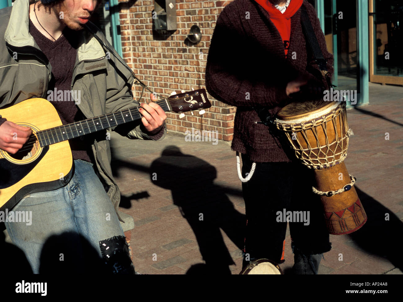 Youth playing instruments on the street Busking in canada Stock Photo ...