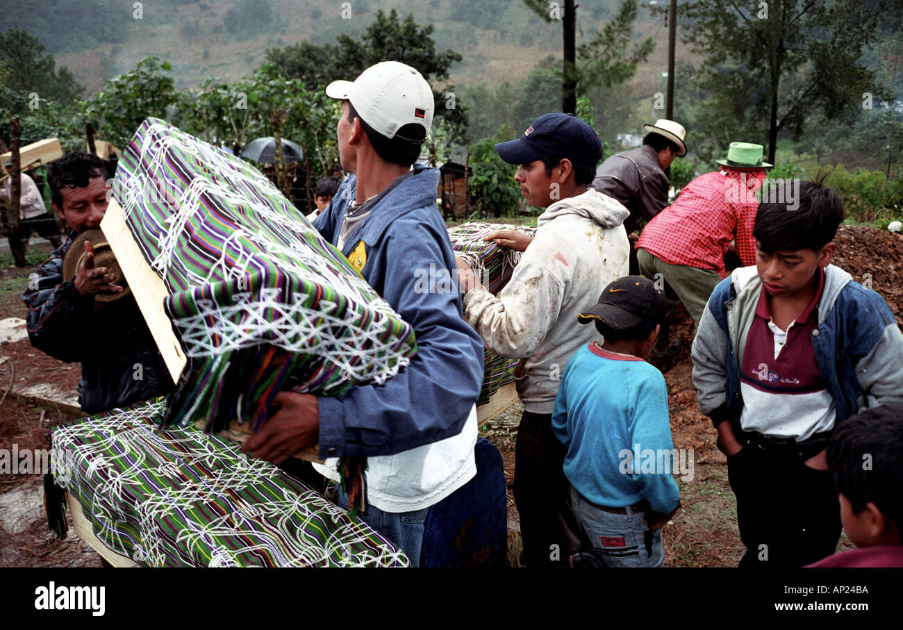 Reburial of massacre victims in Pulay Ixil Triangle Guatemala Stock ...