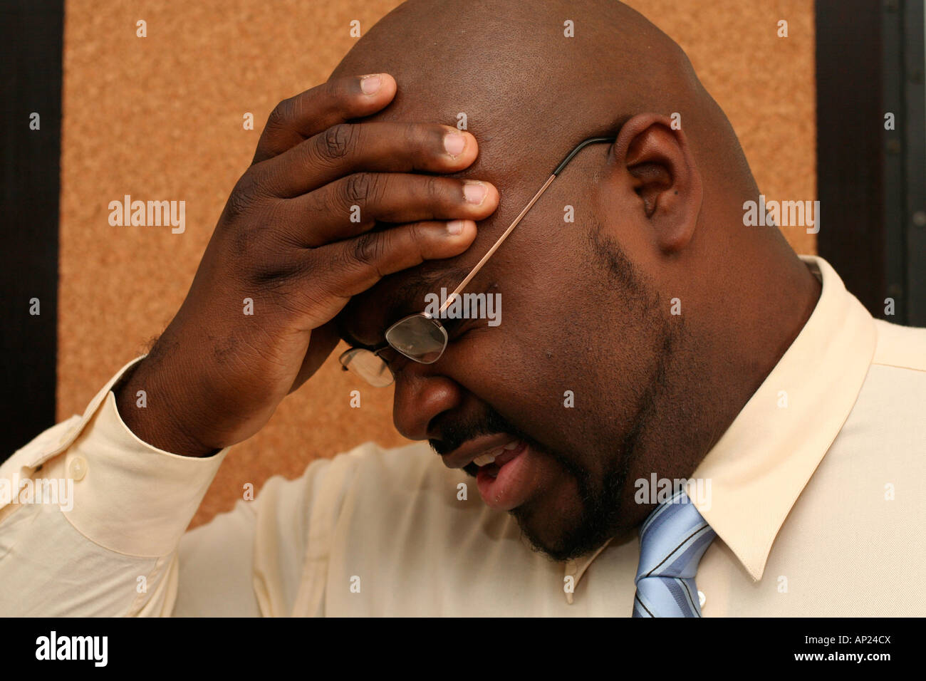 Instructor concerned stressed upset dry erase board business African ...